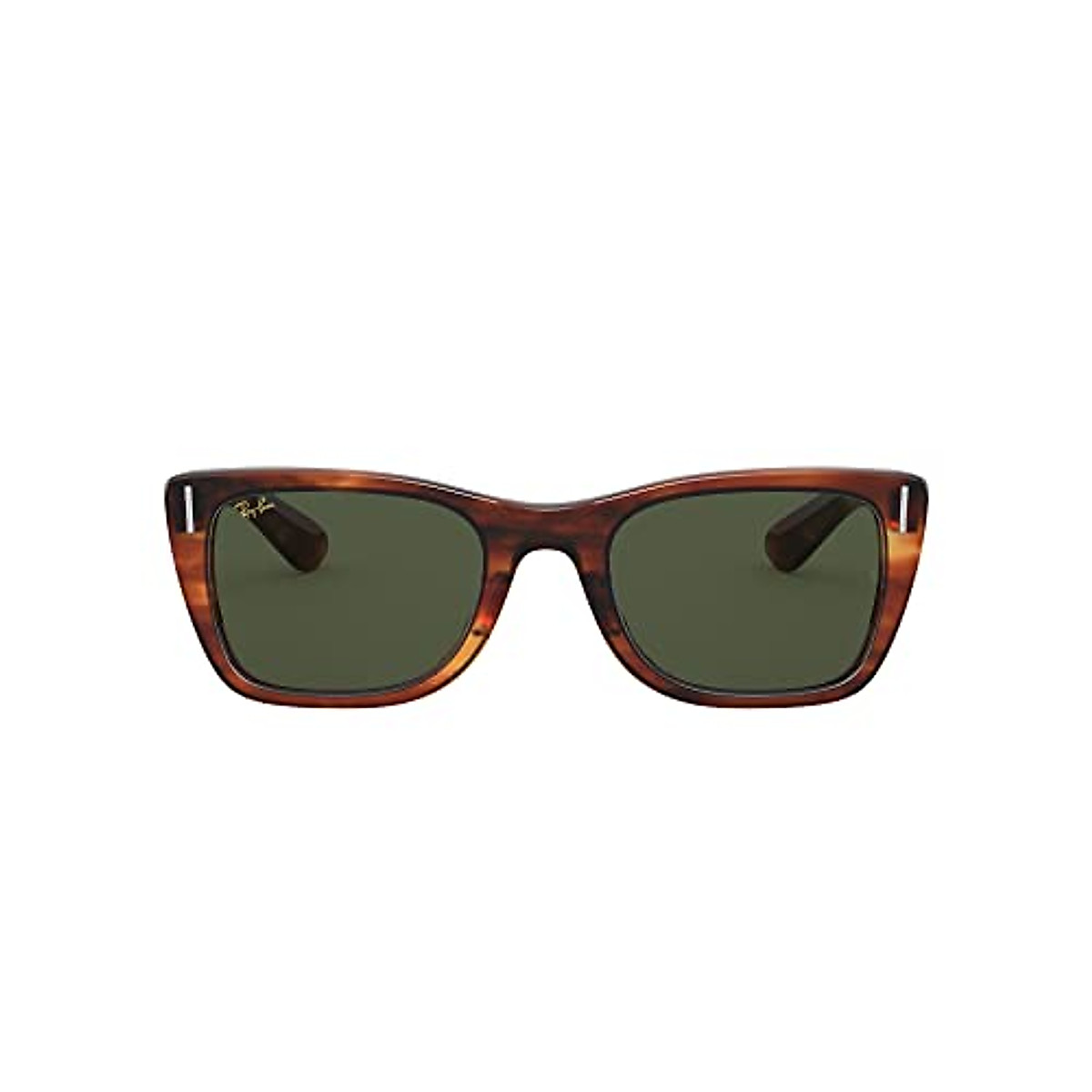 Ray-Ban RB2248 Caribbean Rectangular Sunglasses, Striped Havana/G-15 Green, 52 mm
