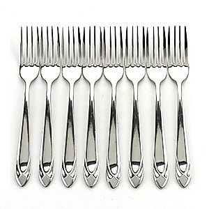 Z ZICOME 8 Piece Stainless Steel Dinner Forks - Heavy Duty and Mirror Polishing Flatware Forks Set - Diamond Theme