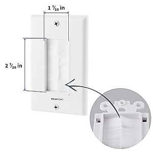 BASEPORT Brush Wall Plate Cable Pass Through Insert for Behind Wall Cable Management - White Single Gang Brush Plate with Low Voltage Mounting Bracket to Hide Wires In Wall, 2 pack