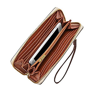 Fossil Women's Logan Leather RFID-Blocking Zip Around Clutch Wallet with Wristlet Strap