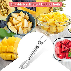 Watermelon Fruit Cutter Slicer Tool 3-IN-1,Stainless Steel Fruit Fork Spoon Knife Tool for Camping Outdoor Party (1PCS)