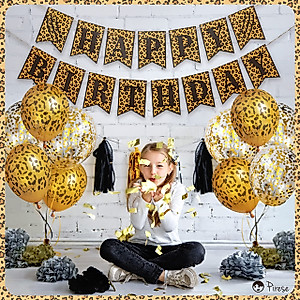 Pirese Cheetah Happy Birthday Banner, Cheetah Birthday Decorations, Leopard Party Decorations, Animal Birthday Party Decorations | Safari Party Decorations | Leopard Party Supplies, Animal Print Party