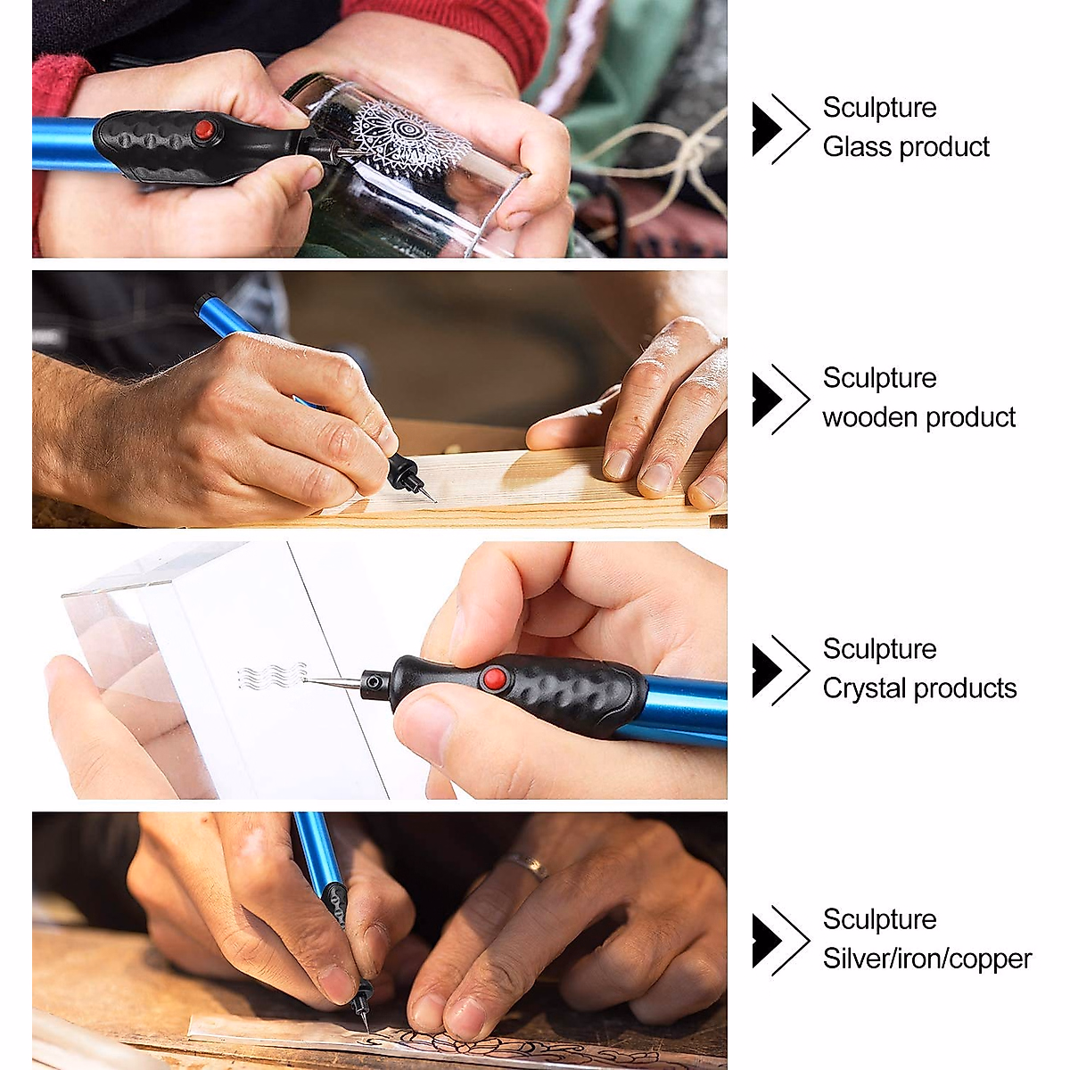 FOLAI Electric Engraving Engraver Pen Carve Tool for DIY Jewellery Jewelry Metal Glass - (Cordless Precision Engraver with Diamond Tip Bit)