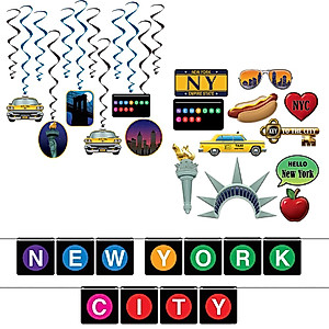 TCS Party Bundles New York City Decorations 28 Piece Bundle Banner Photo Fun Signs Street Signs