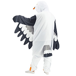 Adult Seagull One Piece Pajamas Animal Cosplay Halloween Costume for Men Women