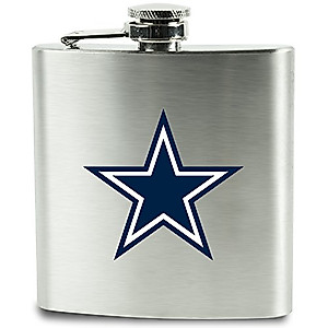 NFL Dallas Cowboys Shot Glasses & Brushed Stainless Steel Flask Set