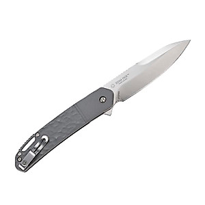 CRKT Bona Fide EDC Folding Pocket Knife: Take Apart Field Strip, Satin Drop Point Blade, Flipper Open, Liner Lock, Aluminum Handle, Low Profile Pocket Clip K540GXP