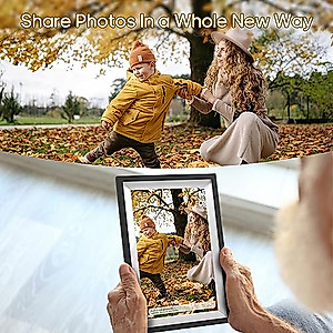 WDYQJE Digital Picture Frame WiFi 10.1 Inch, IPS Touch Screen Smart Cloud Electronic Picture Frame with 64GB Large Storage for Smoother Media Playback, Easy Setup to Share Photos/Videos via Frameo APP