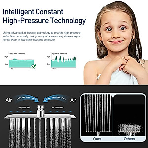 Psylc 10 Inch (All Metal) Rain Shower Head With Handheld, High Pressure Dual Shower Head Combo With Adjustable Extension Arm, 70" Flexible Hose, 3-Way Diverter - Height/Angle Adjustable(Chrome)