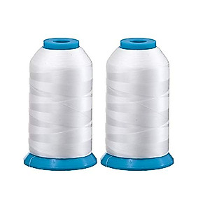 Set of 2 Huge White Spools Bobbin Thread for Embroidery Machine and Sewing Machine - 5500 Yards Each - Polyester -Embroidex 90 Weight