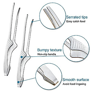2 Pieces Stainless Steel Grill Tongs for Korean and Japanese BBQ Clean & Convenient Use,Non-Slip Serrated Tips,Ideal for Cooking Self-Standing Tongs for Salad,Grill,Camping,Buffet,Oven