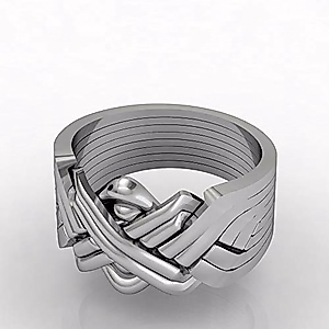 OFLIUM Puzzle Ring 8 Band Handmade Classical Tradational Turkish Puzzle ring 925 Sterling Silver eight pieces wrapped interlocking Knott inspired stacking Ladies men Stacking elegance Unique ring for
