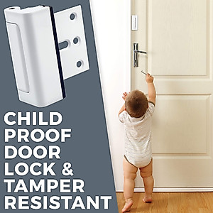 Door Lock for Home Security (2-Pack) - Easy to Install Door Latch Device, Aluminum Construction| Child Proof & Tamper Resistant, White Door Locks