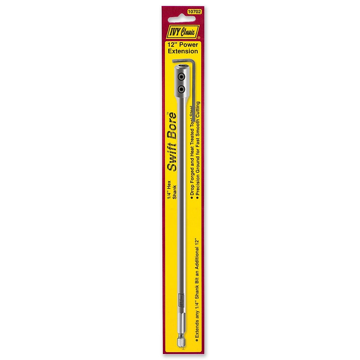 IVY Classic 10702 12-Inch Wood Spade Bit Extension, High-Carbon Steel, 1/Card
