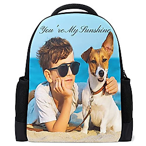 ZZXXB Custom Casual Backpack Personalized Your Text Picture Waterproof Travel Daypack Children School Bag