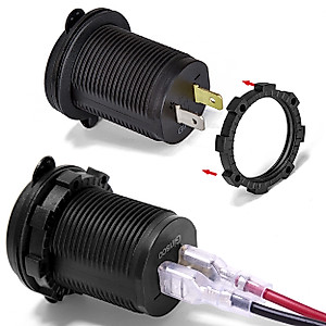 Ginsco Dual USB Charger Socket Power Outlet 2.1A & 2.1A（4.2A） for Car Boat Marine RV Mobile with Wire Fuse DIY Kit Blue LED