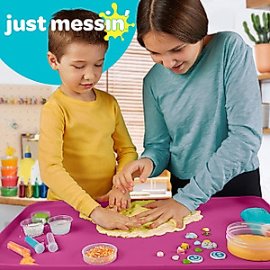 Just Messin' Silicone Art Mat for Crafts, Resin, Paint, Slime & Jewelry-making, Multipurpose Table Protector with Raised Sides to Contain Mess, Non-slip Heat Resistant, 16”x26” Mat with .6" Edge, Pink