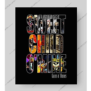 Gun N Roses-Sweet Child O Mine Music Band Wall Art Decor, This Ready to Frame Music Wall Decor Poster Print is Good For Music Room, Office, Studio, And Man Cave Room Decor Aesthetic, Unframed - 8X10"