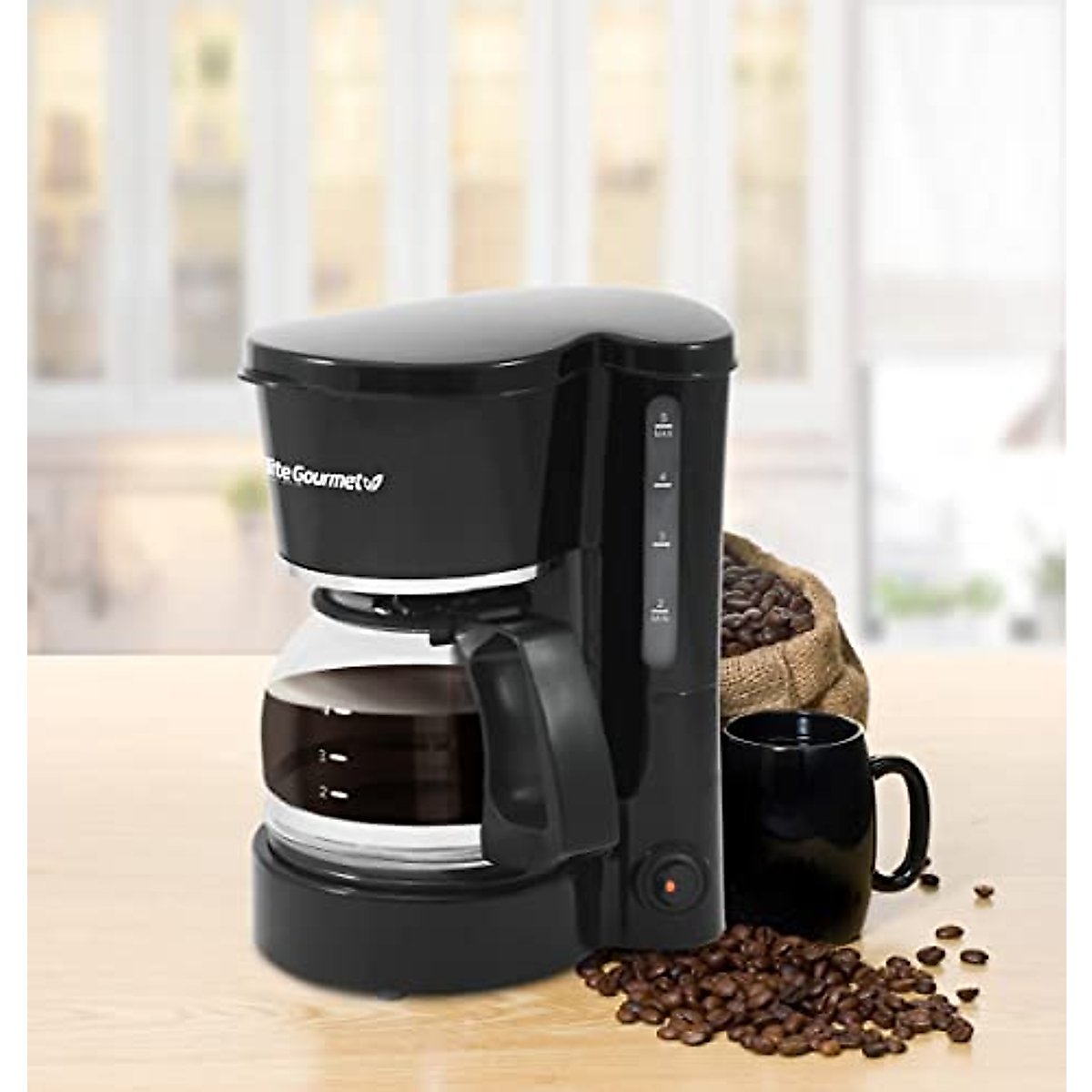 Elite Gourmet Maxi-Matic Automatic Brew & Drip Coffee Maker with Pause N Serve Reusable Filter, On/Off Switch, Water Level Indicator, 5 Cup Capacity, Black, (EHC-5055#)