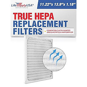 LifeSupplyUSA True HEPA Filter Replacement Compatible with Hunter 30925 HEPAtech Air Purifier