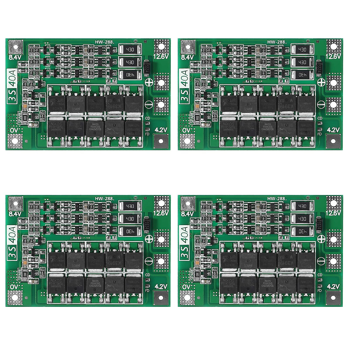 QCCAN 3S 40A 12.6V Li-ion Lithium Battery Protection Board PCB BMS Charger Protection Circuit for Drill Motor (3S 40A)…