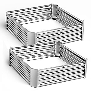 Raised Garden Bed Outdoor Aluminum Planter Box Kit for Vegetables Flower Herb, 2 Sets, 38x38x12 in