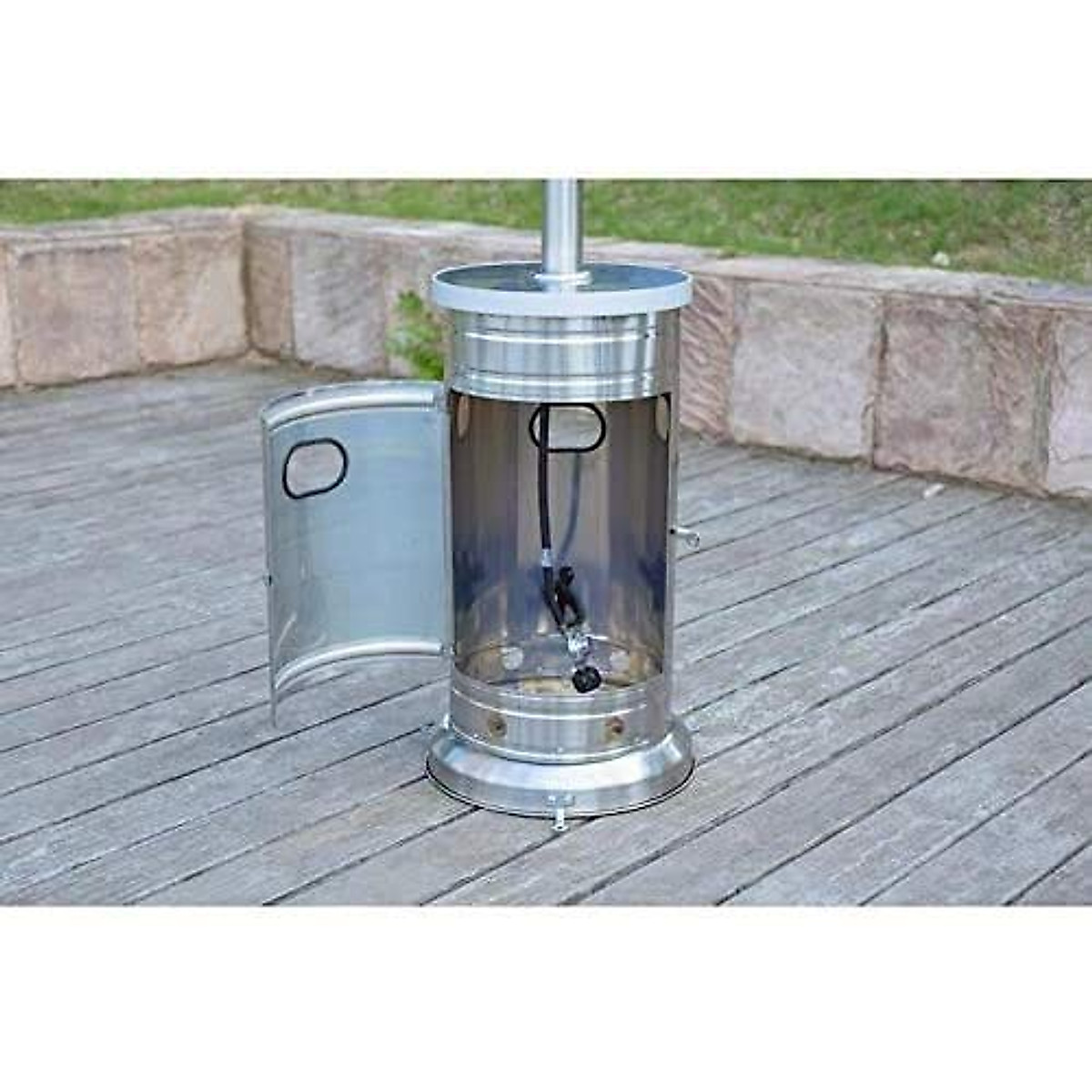 YZPFSD Style Selections/Garden Treasures 48,000 BTU Stainless Steel Floorstanding Liquid Propane Patio Heater，Portable Outdoor Heat Lamp