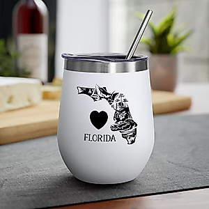 Customized Florida Gift,Florida Coffee Mug 12oz Wine with Lid 18/8 Stainless Steel Cup,Unique Oliday Travel Supplies