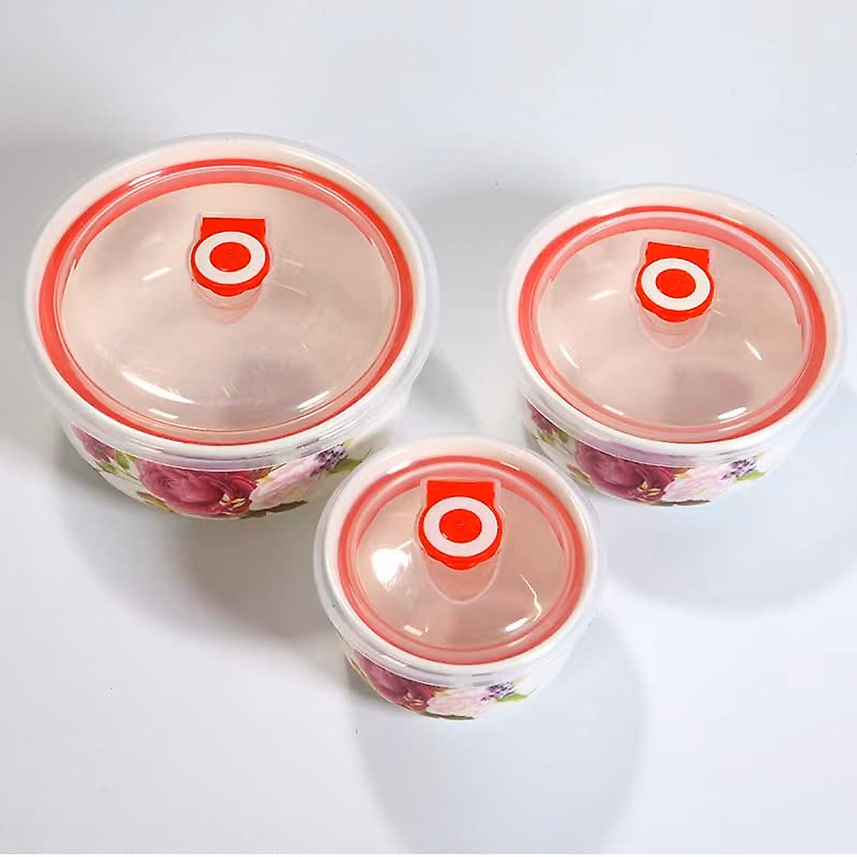 Ceramic Bowls with Lids Food Storage Containers Airtight, Meal Prep Container Reusable, Ceramic Bowls, Microwave Diswasher Safe, Set of 3(26, 18, 7oz)