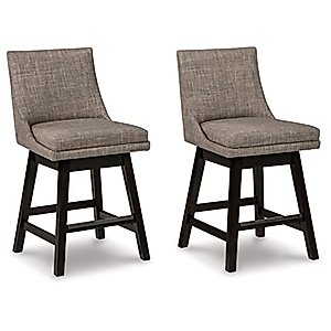 Signature Design by Ashley Tallenger 25" Upholstered Swivel Counter Height Barstool, 2 Count, Light Gray