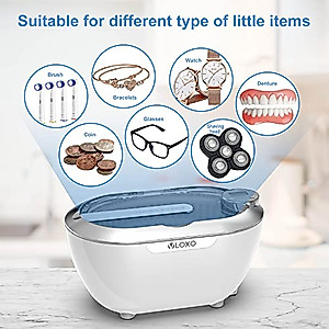 VLOXO Ultrasonic Cleaner with Digital Display 700ml Touch Screen Device Ultrasonic Cleaning Device Ultrasonic Bath Ultrasonic Cleaner Machine for Watches Jewelry Razor Heads Coin(White)