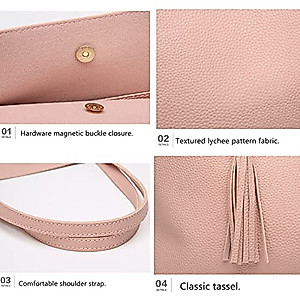 Vgowater Pleated Wave Tote Shoulder Bag Fashion Tote Bag,Large Capacity Tassel Tote Bag (H-Black)