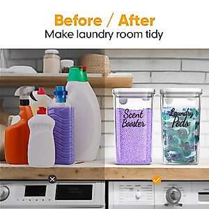 Moryimi Laundry Scent Booster Container for Laundry Room Organization and Storage, 2 Pack 94oz Scent Bead Dispenser with Scoop, Laundry Pods Container Laundry Powder Container Dryer Ball Holder