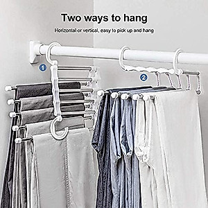 YUNAI Stainless Steel Pants Hangers Jeans Clothes Organizer Folding Storage Rack Space Saver Storage Rack for Hanging
