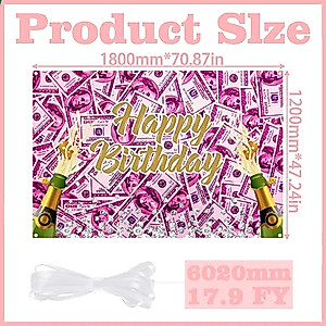 BECKTEN Money Birthday Party Banner Backdrop, Polyester, Multicolor, 70.9in * 47.2in, Perfect for Wedding, Birthday, Bridal Shower, Bachelorette Party