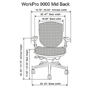WorkPro® Quantum 9000 Series Ergonomic Mid-Back Mesh/Mesh Chair, Black