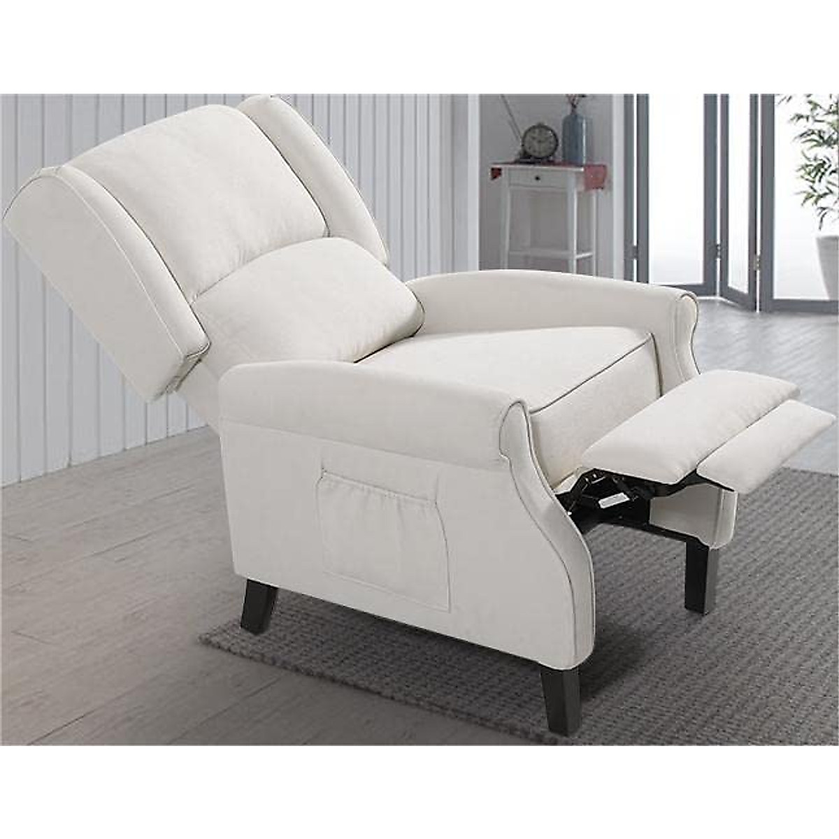 WARM HARBOR Fabric Wingback Recliner Chair for Living Room,Tufted Reading Chairs for Adults with Heat and Massage,Lazy Boy Recliners Chairs for Small Space,Lounge Chair(Beige)