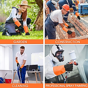 8 Pairs Chemical Resistant Gloves Heavy Duty Industrial Rubber Gloves Waterproof Non Slip Reusable Protective Work Gloves Chemical Gloves for Household Industrial Chemical