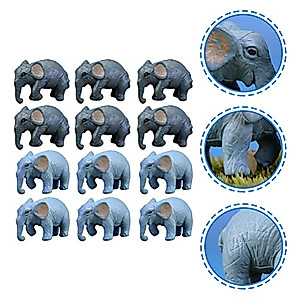 LUOZZY 12pcs Mini Elephants Miniature Animals Figurines Cartoon Elephant Bonsai Garden Elephant Models