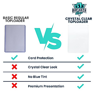 Breaker Bros 3x4 Crystal Clear No Blue Tint Premium 35pt 100 Top loaders for Cards & 100 Penny Sleeves for Trading Cards | Standard Size Clear Toploader Card Protectors for Collectible Trading Cards