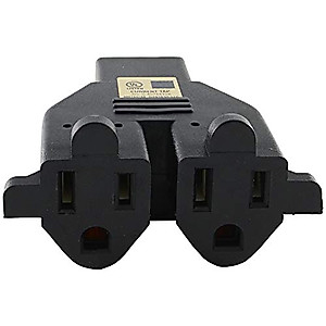 Conntek RL-30104 U.S. 3-Prong Heavy Duty Dual Outlet Adapter, Black