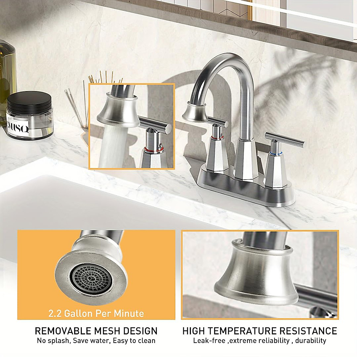 Faucet Aerator Compatible with Moen 116618BN, Faucet Parts High Flow Sink Aerator Replacement for Shower Bathroom Kitchen 2.2 Gallon Per Minute,Brushed Nickel Finish