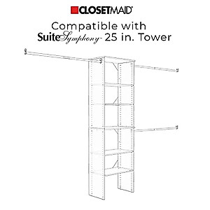 ClosetMaid SuiteSymphony Wood Shelves Set, Add On Accessory Angled, Shoe Fence, for 25 in. Units, Pure White/Satin Nickel, Shelf, 2 Piece