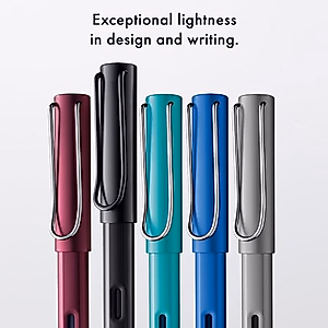 LAMY AL-star black - Fountain Pen with ergonomic grip & black steel nib in size F - lightweight aluminum body - including LAMY T 10 blue cartridge - Right-Handed