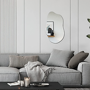 WOOD WORTH Irregular Mirror Wall Decor 19.7 x 33.5 Inch,Frameless Vanity Mirrors for Living Room Bedroom Home Office