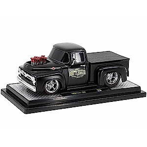 M2 1956 F-100 Pickup Truck Matt Black Lunati Bootlegger Limited Edition to 6550 Pieces Worldwide 1/24 Diecast Model Car Machines 40300-99A