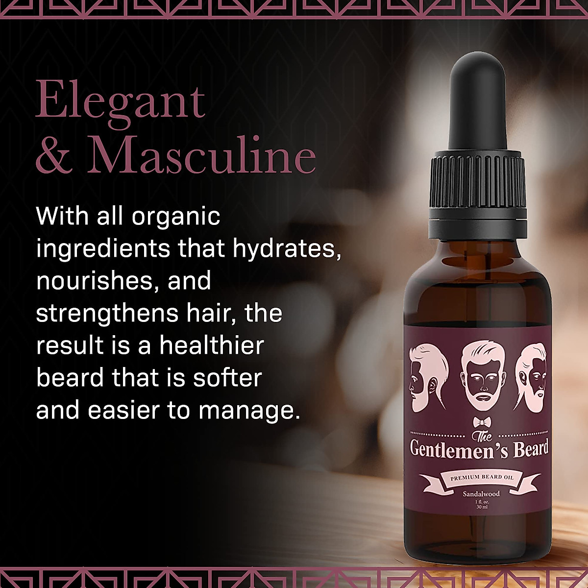 The Gentlemen's Beard Oil - Sandalwood - Conditioner Softener - All Natural - Softens, Strengthens and Promotes Beard & Mustache Growth - Leave In Conditioner