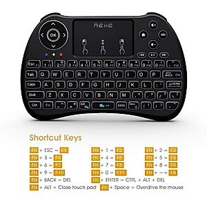 reiie (Backlit Version) H9+ Mini Keyboard,2.4GHz Wireless Mini Handheld Smart TV Remote Keyboard with Touchpad for PC,Raspberry Pi 2, Pad, Smart TV, Android TV Box, Windows 7 8 10