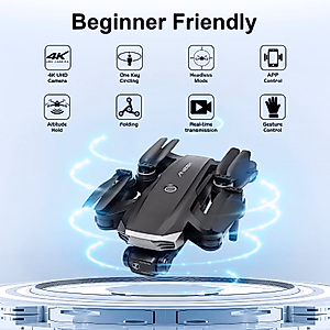 Drones with Camera for adults 4K - Toys Gifts for Kids, Adults, Beginner - RC Quadcopter WiFi FPV Live Video, Foldable, Carrying Case, Adjustable Lens, One Key Take Off/Land, Brushless Motor