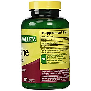 Spring Valley - L-Lysine 1000 mg, 100 Tablets